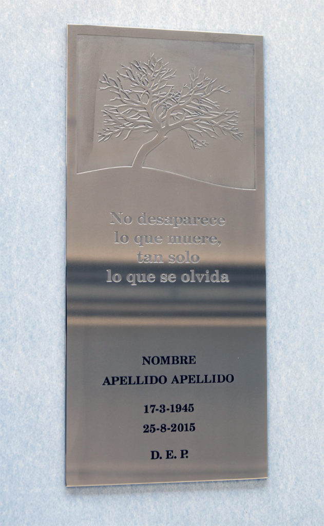 Placas grabadas funerarias - Rótulos Letramark